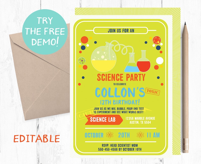 Science Birthday Invitation Science Birthday Invitations - Etsy Australia