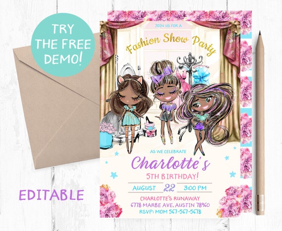 Fashion Show Instant Template, Fashion Show Party Template Hispanic ...