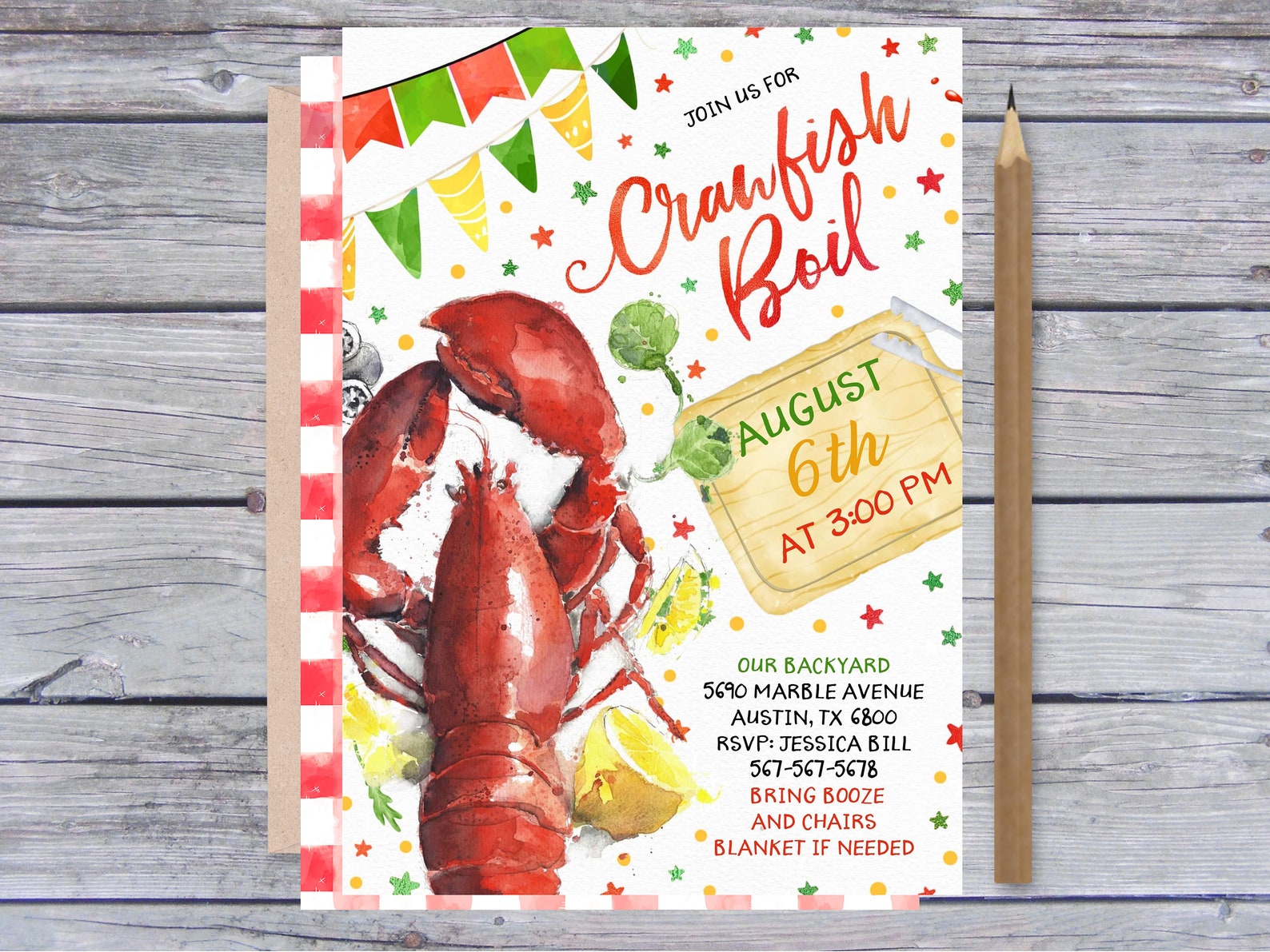 Editable Crawfish Boil Invitation Crawfish Boil Editable Template