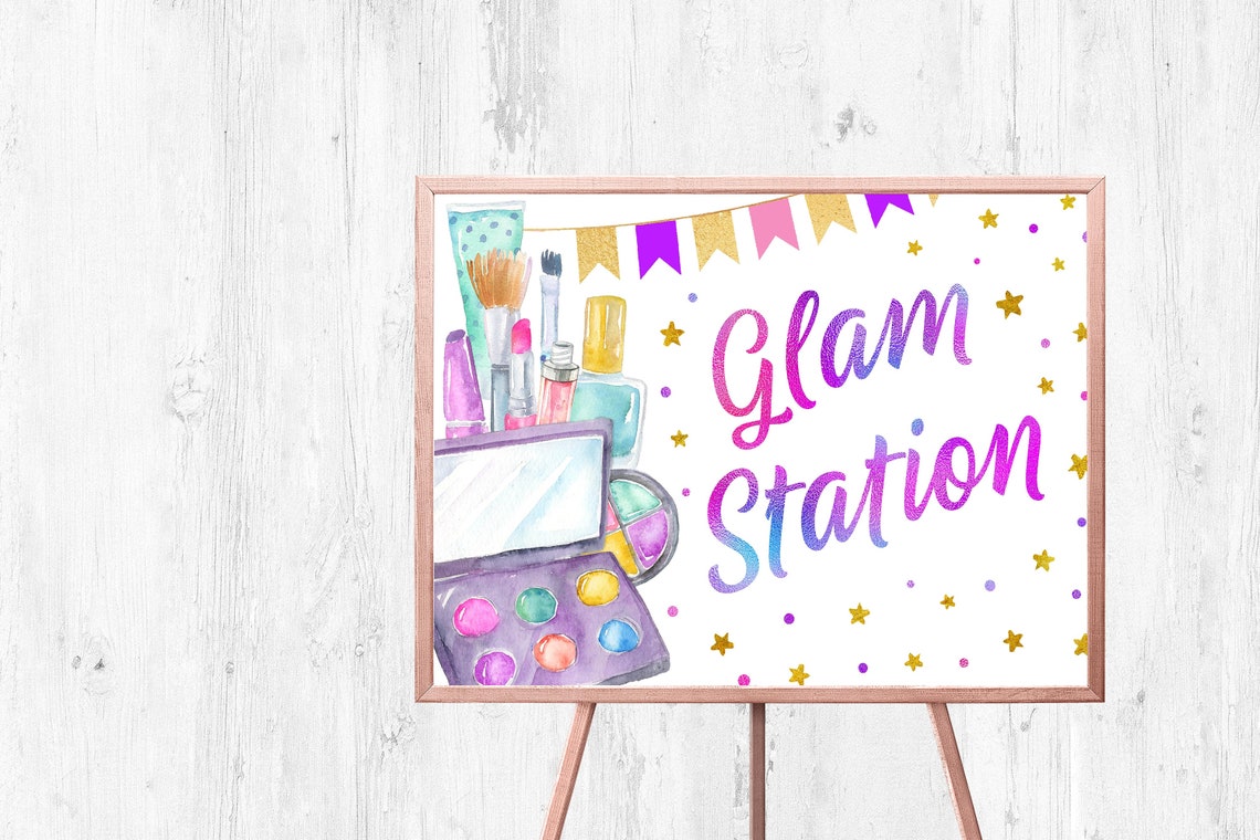 Editable Makeover Centerpieces, Glamour Birthday Party Signs, Glamour ...