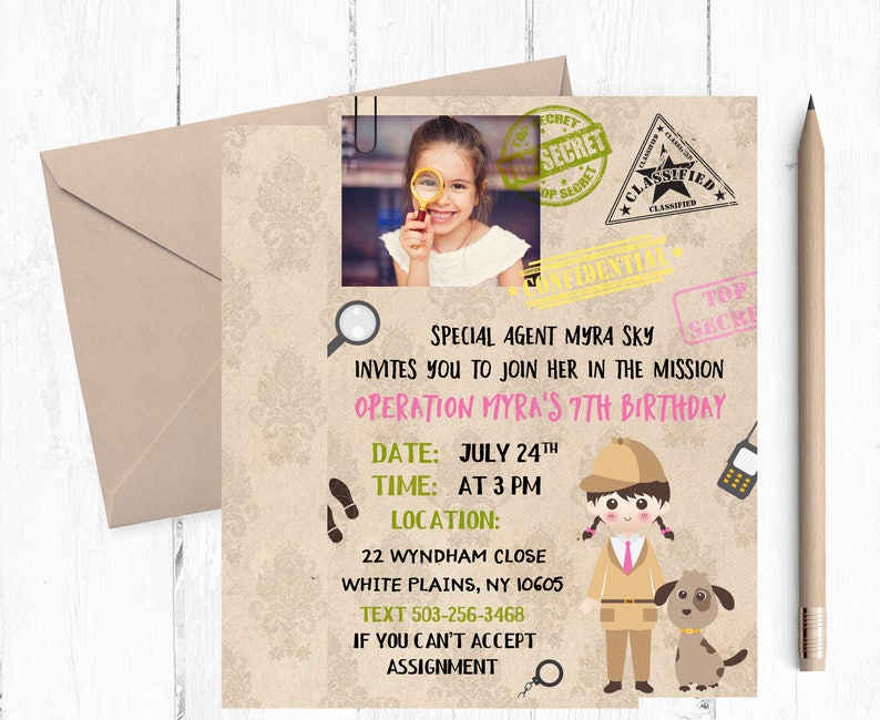 Spy Birthday Invitation Top Secret Invitation Special Agent | Etsy