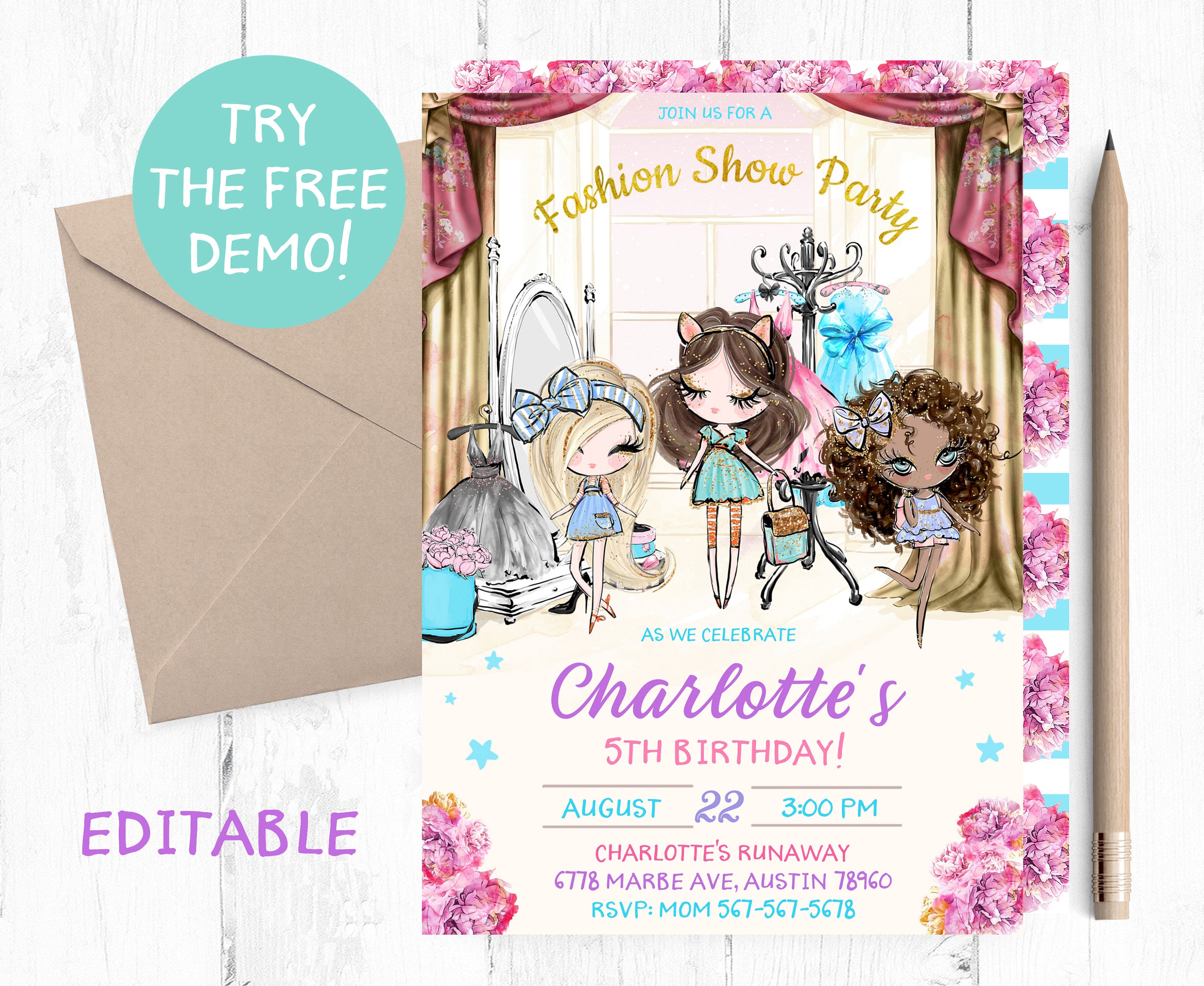 Fashion Show Party Invitation Fashion Show Invitations Dress - Etsy