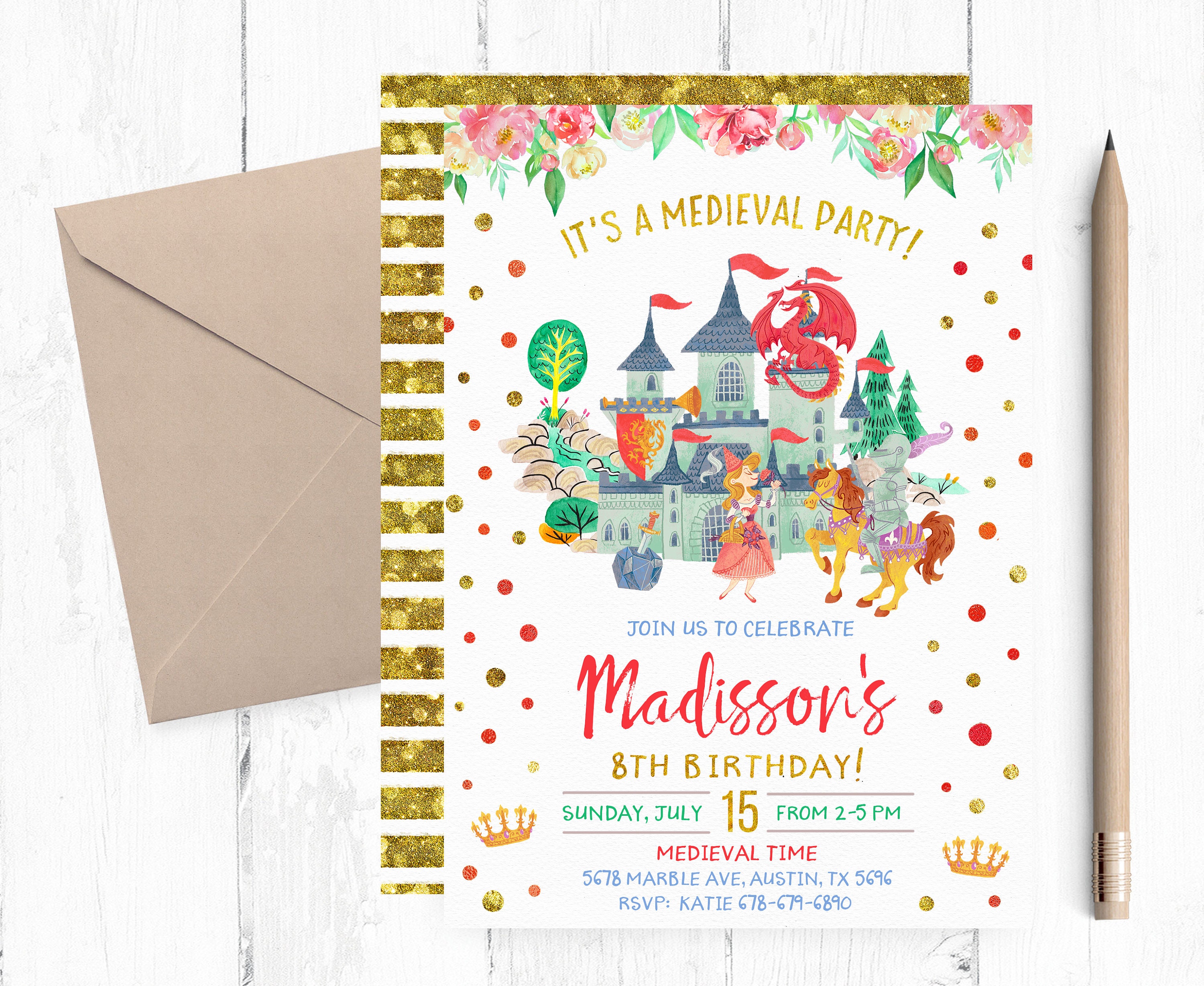 Medieval Invitations Medieval Birthday Party Invitation | Etsy