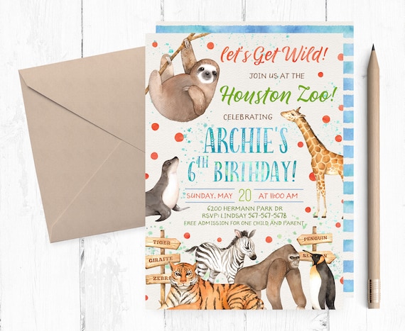 Zoo Invitation Boy Zoo Birthday Party Zoo Animals | Etsy
