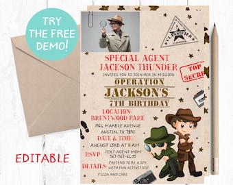 Detective Invitation, Mystery Invitation, Secret Agent Invitation, Spy ...