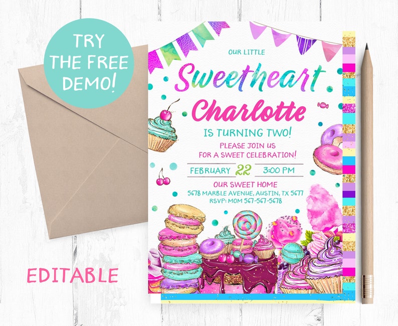 Editable Sweetheart Invitation Valentine's Birthday Party | Etsy