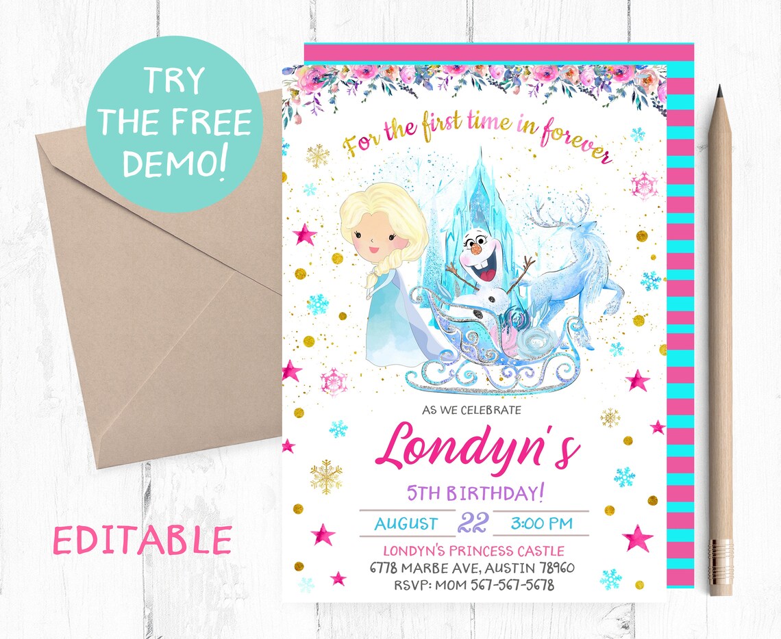 Frozen Birthday Invitation Frozen Birthday Party Invitations | Etsy