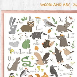 Woodland ABC Alphabet Poster Printable, ABC Alphabet Classroom Decor ...