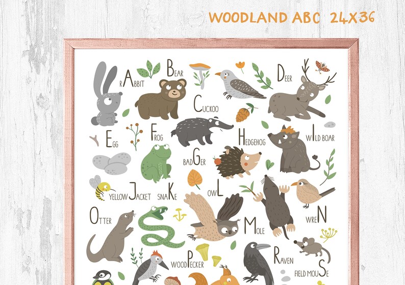 Woodland ABC Alphabet Poster Printable ABC Alphabet Classroom | Etsy UK