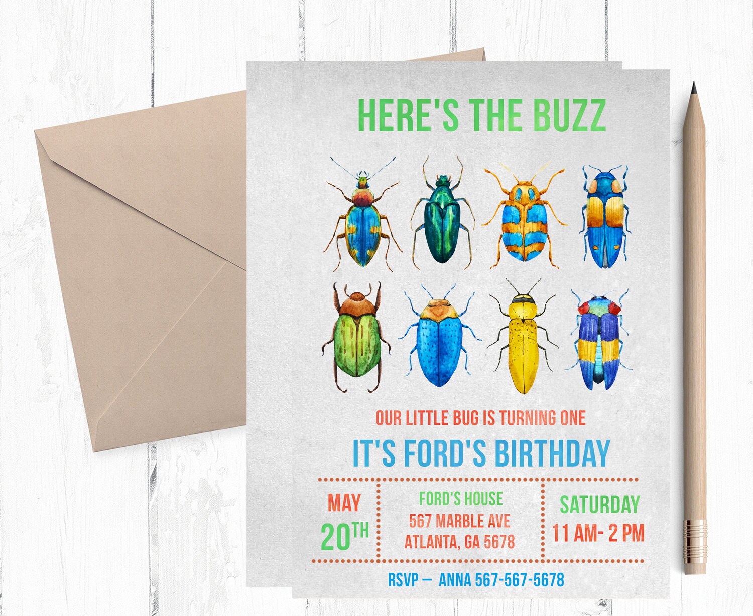Bug Birthday Invitation Insect Invitations Insects | Etsy