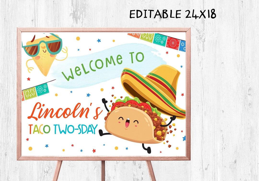 Editable Fiesta Taco Sign, Fiesta Taco Decorations, Fiesta Tacos ...