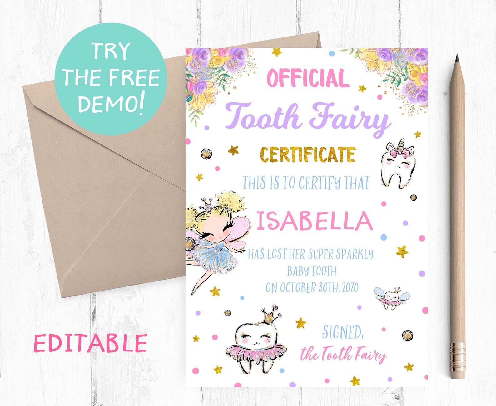 EDITABLE Blonde Tooth Fairy Set Tooth Fairy Editable - Etsy