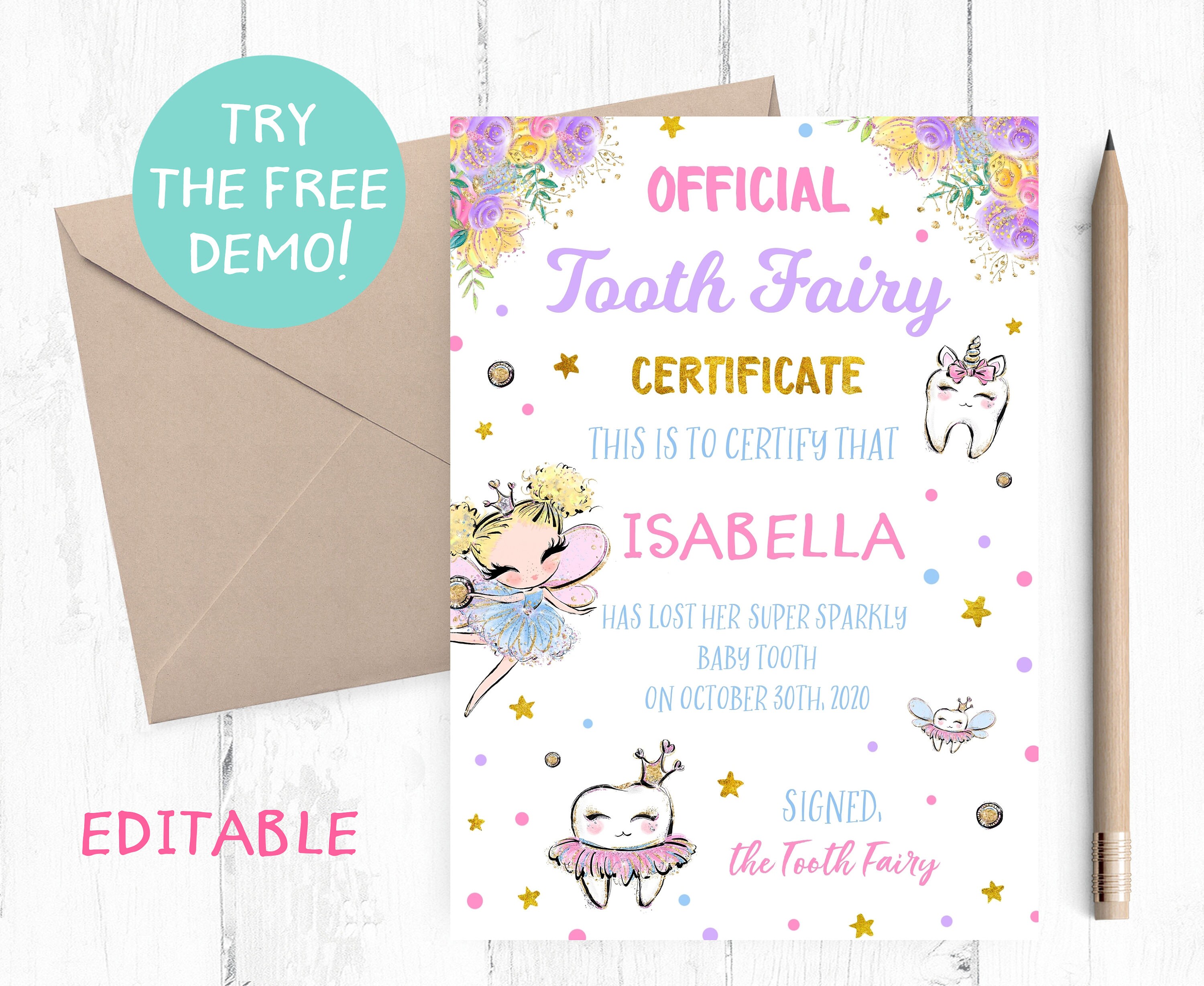 EDITABLE Blonde Tooth Fairy Set Tooth Fairy Editable - Etsy