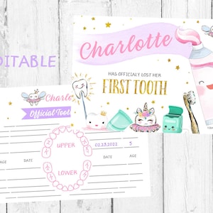 EDITABLE Tooth Tracker Instant, Tooth Fairy Record, First Lost Tooth ...