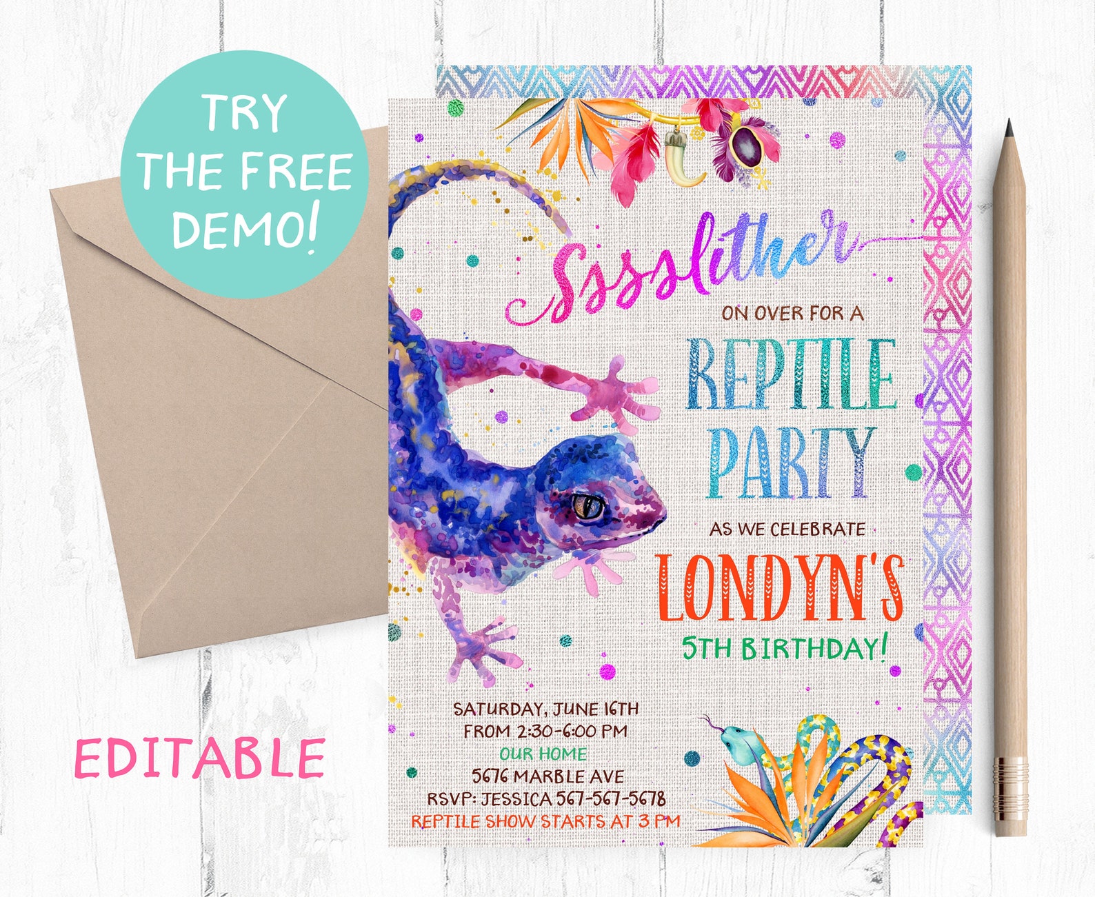 Lizard Invitations Lizard Invitation Lizard Birthday Party - Etsy