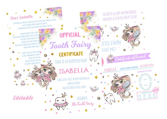 EDITABLE Blonde Tooth Fairy Set Tooth Fairy Editable | Etsy Canada
