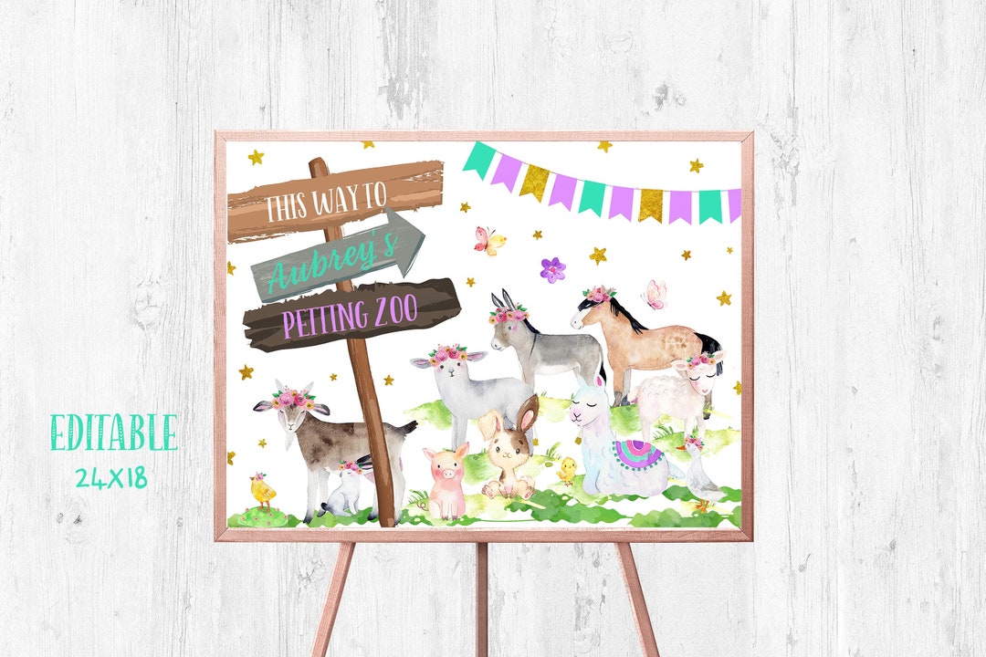 Editable Petting Zoo Sign, Magical Petting Zoo Decorations, Petting Zoo ...