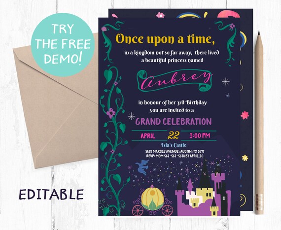 Once Upon a Time Invitation Princess Invitation Princess | Etsy