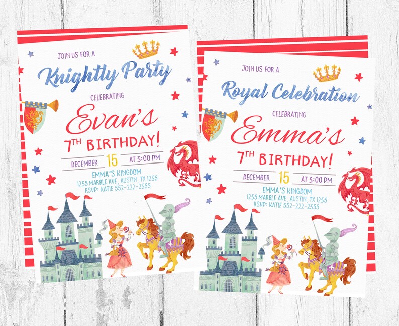Medieval Invitation Royal Birthday Party Knightly Party | Etsy