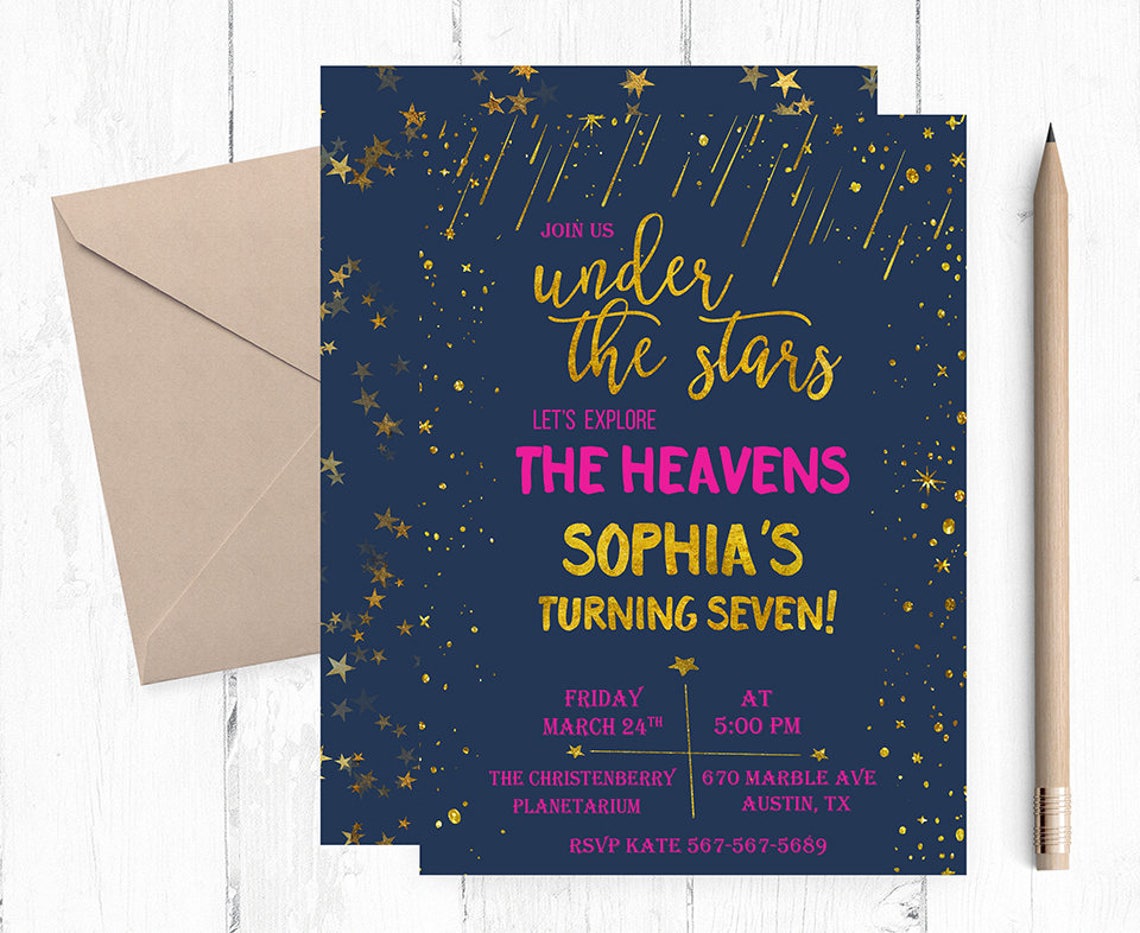 Under the stars invitation Under the stars Movie night Under | Etsy
