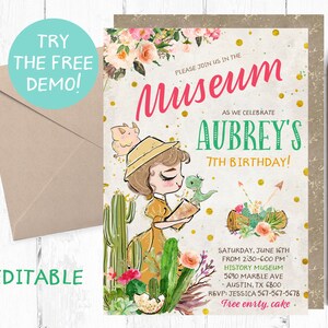 Natural History Museum Invitation, Museum Invitations Girl, Museum Tour ...