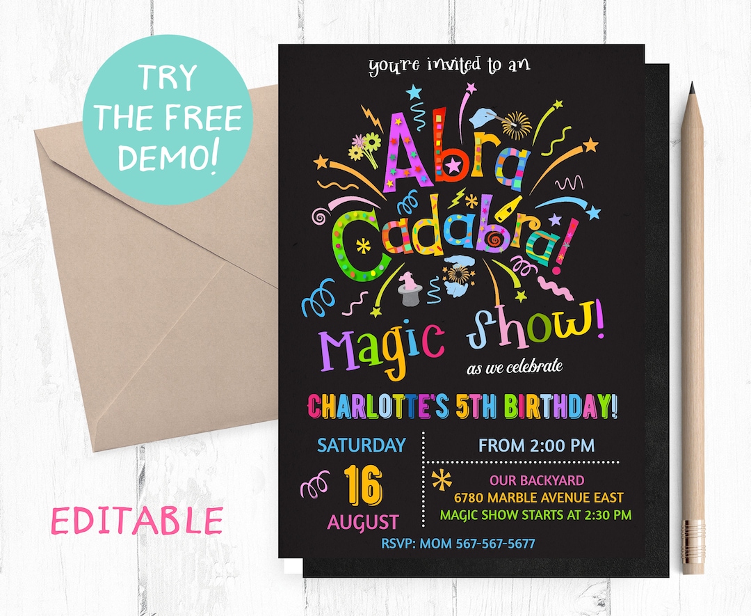 Magic Birthday Invitation, Magic Birthday Party, Magic Birthday ...