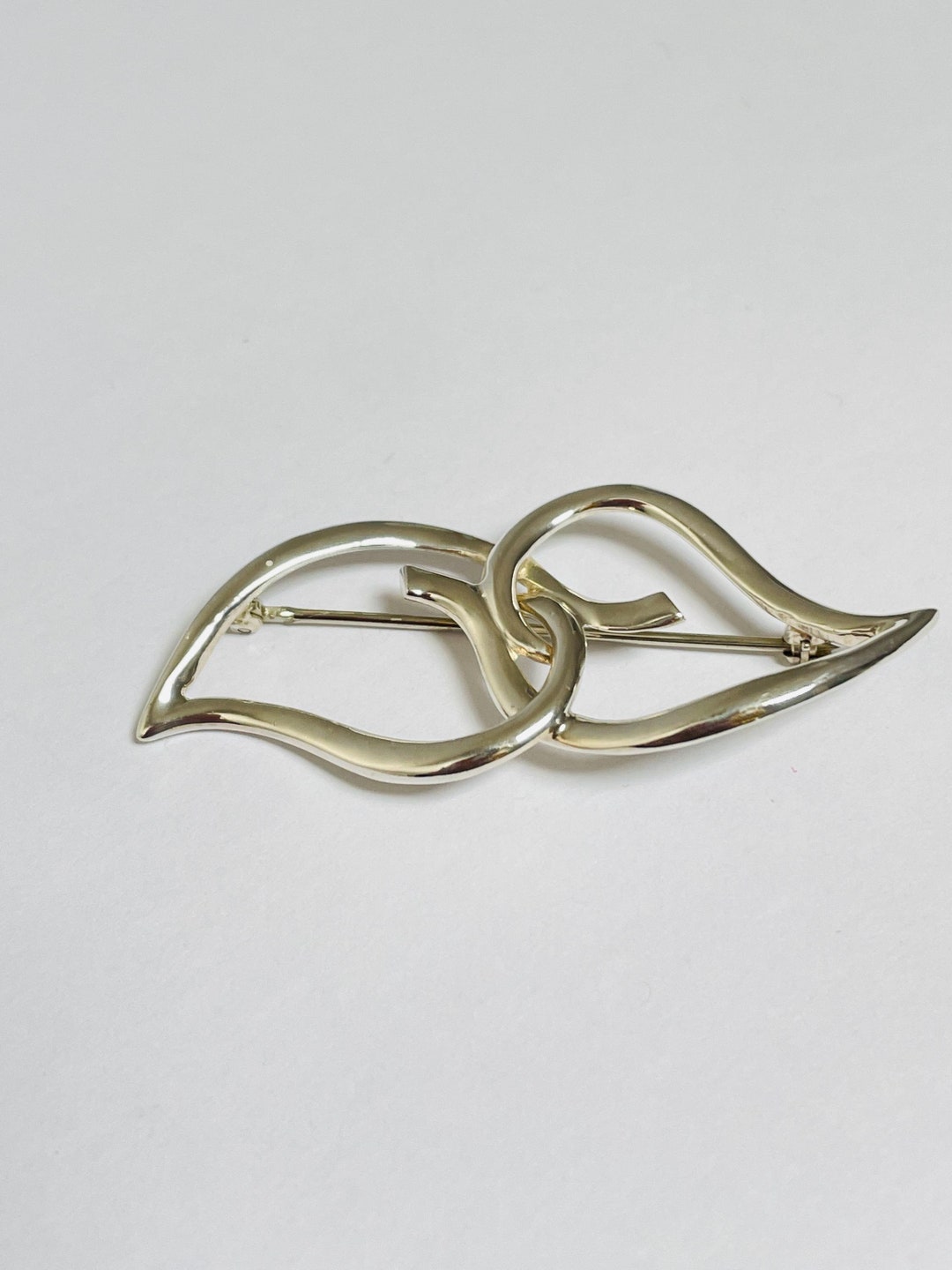 Vintage Tiffany & Co. Two Double Leaf Elsa Peretti 1987 Sterling Silver ...