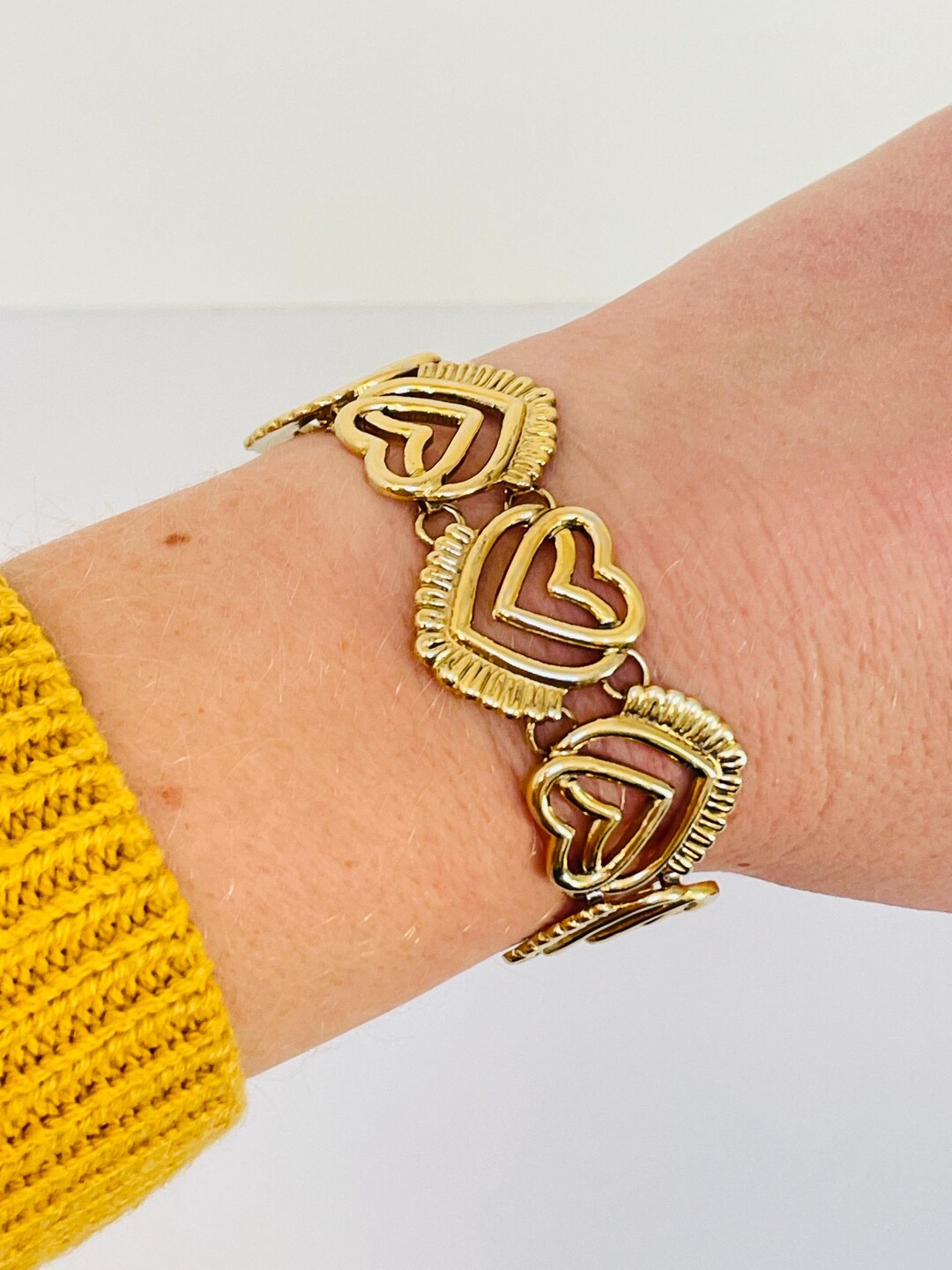 Los Castillo Taxco Heart Gold Wash Sterling Silver Paneled Bracelet ...