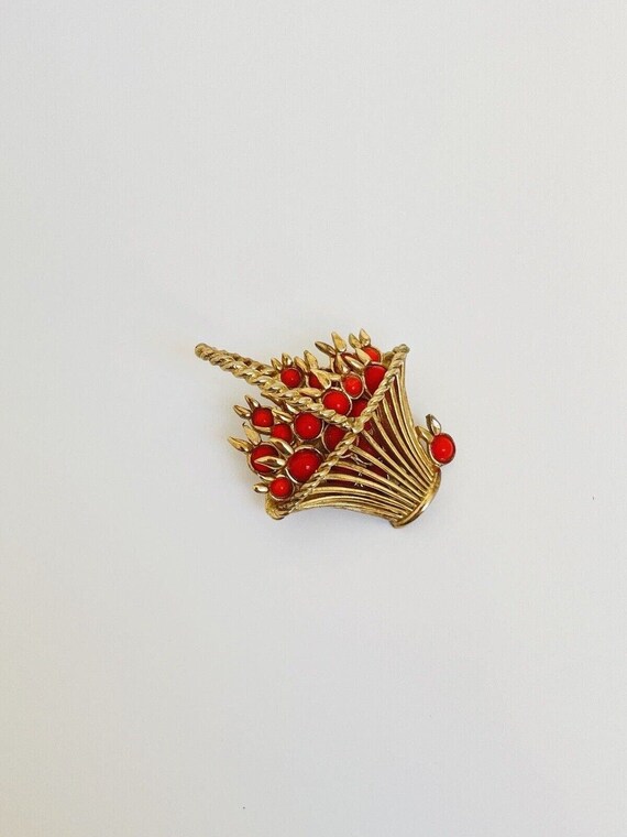 Vintage Signed Marcel Boucher Basket Brooch Gold Tone… - Gem