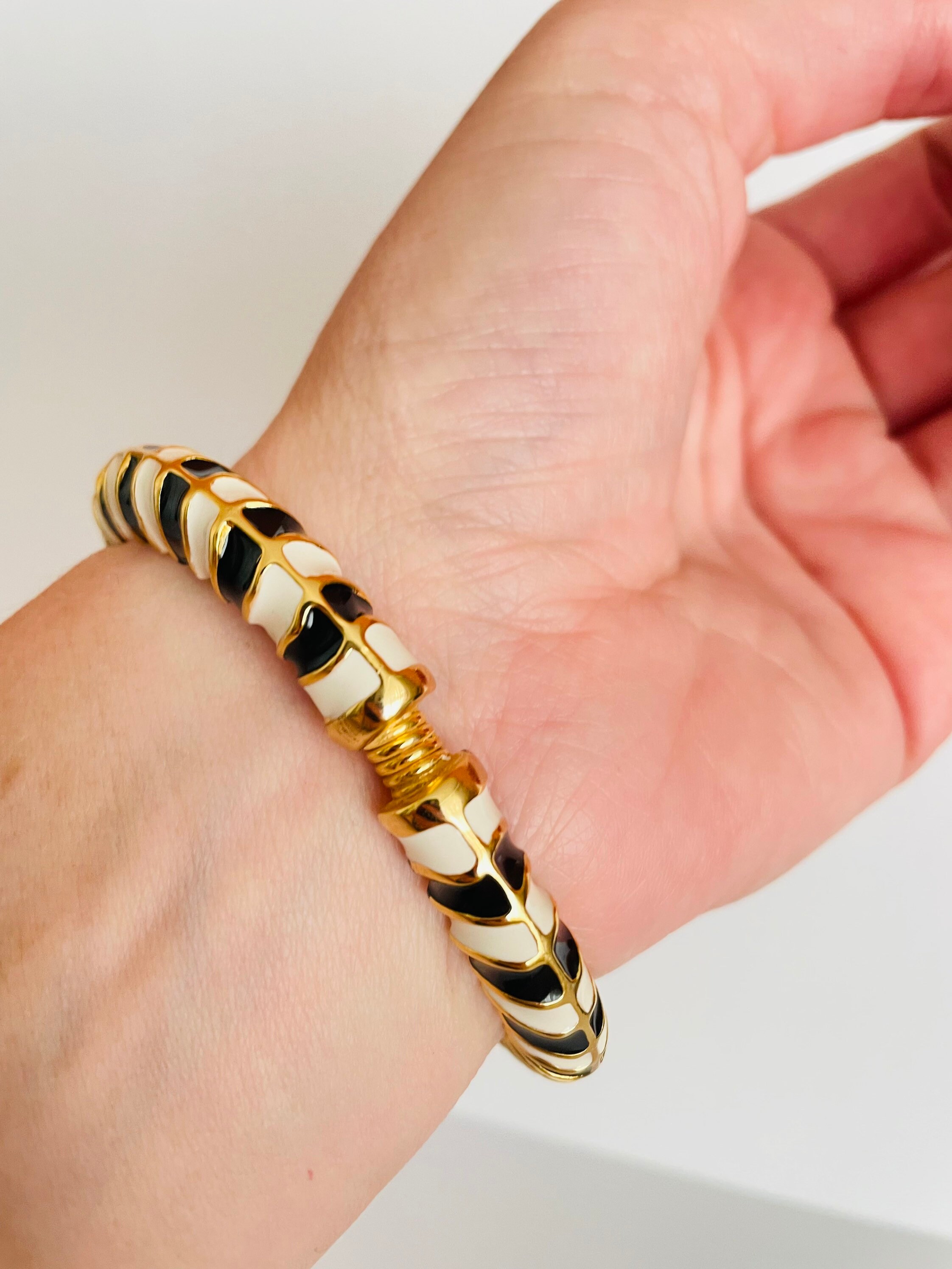 Vintage KJL Kenneth Jay Lane Zebra Horse White Black Enamel - Etsy