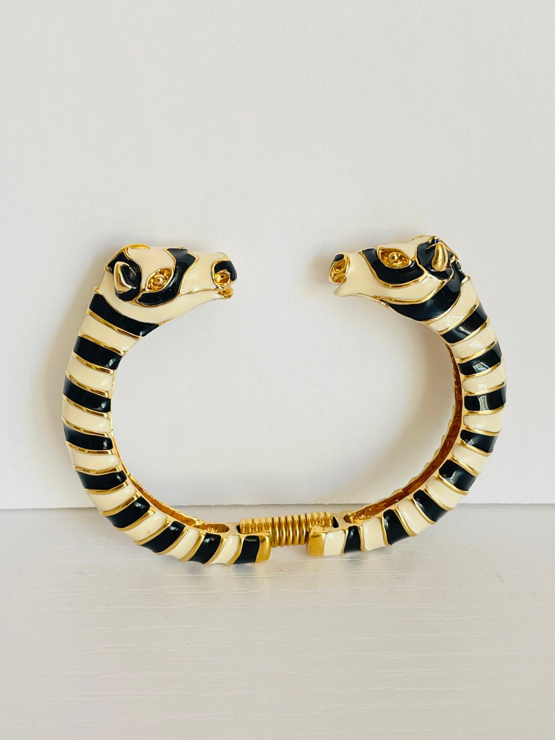 Vintage KJL Kenneth Jay Lane Zebra Horse White Black Enamel - Etsy