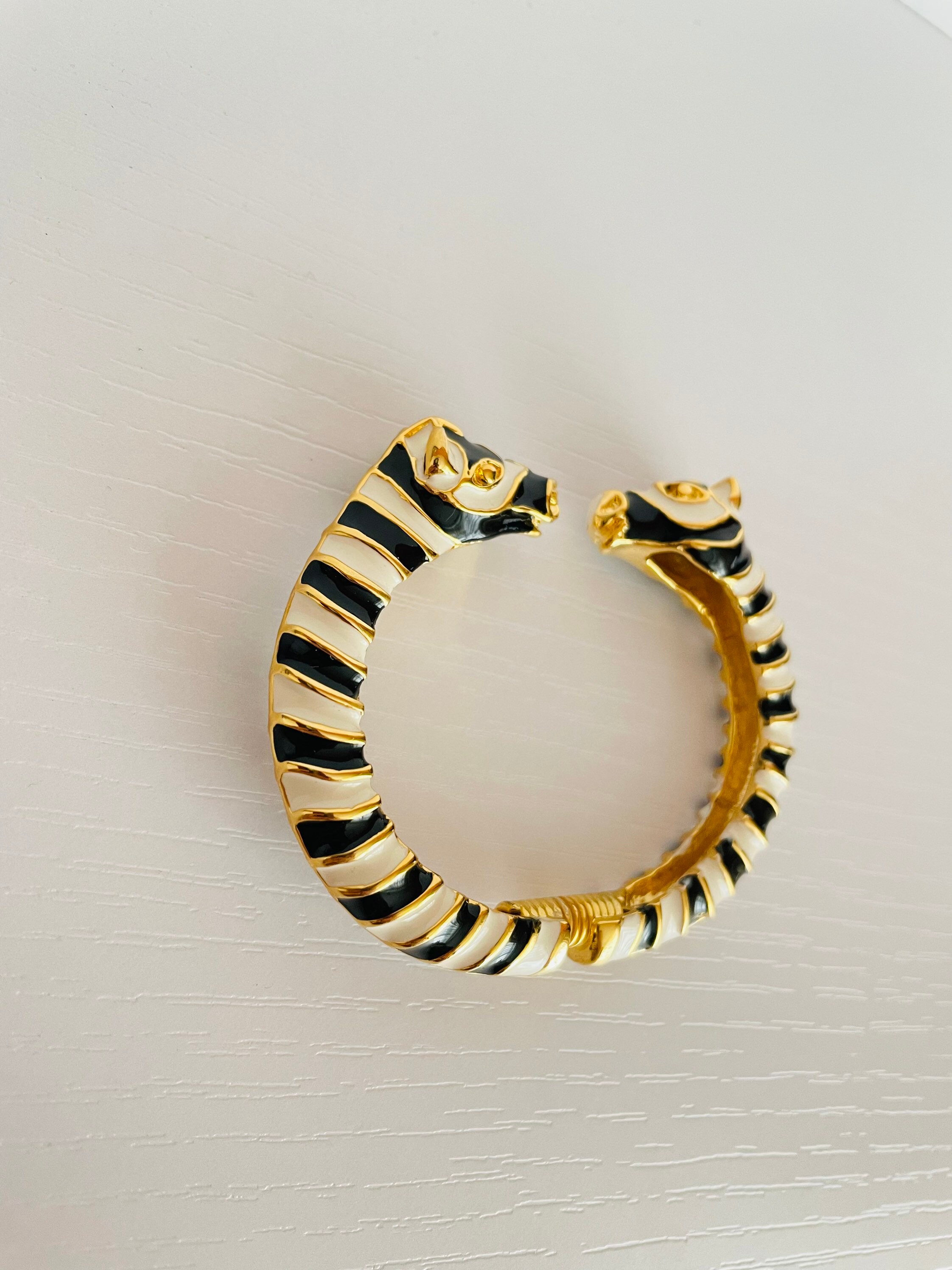 Vintage KJL Kenneth Jay Lane Zebra Horse White Black Enamel - Etsy