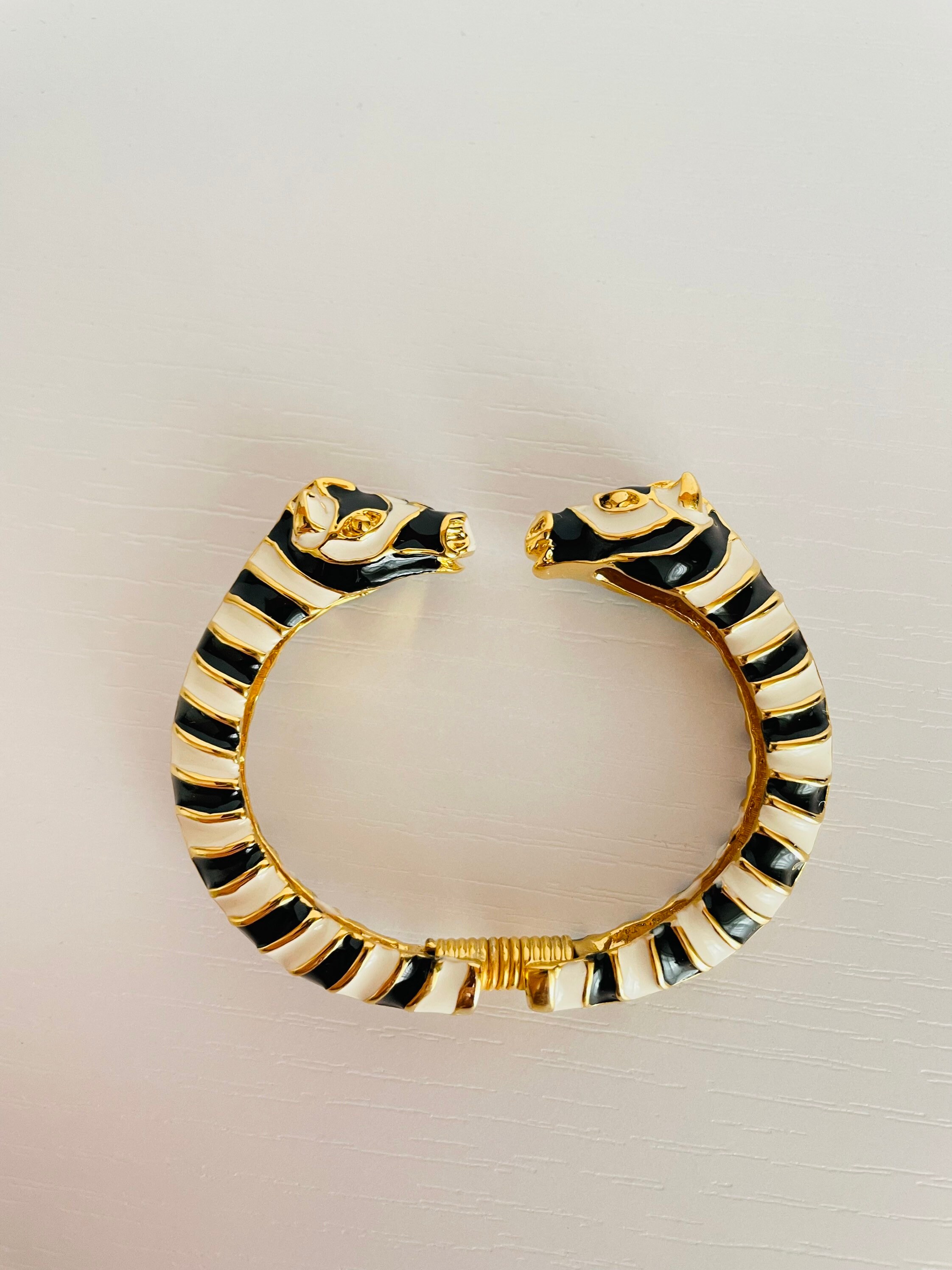 Vintage KJL Kenneth Jay Lane Zebra Horse White Black Enamel - Etsy