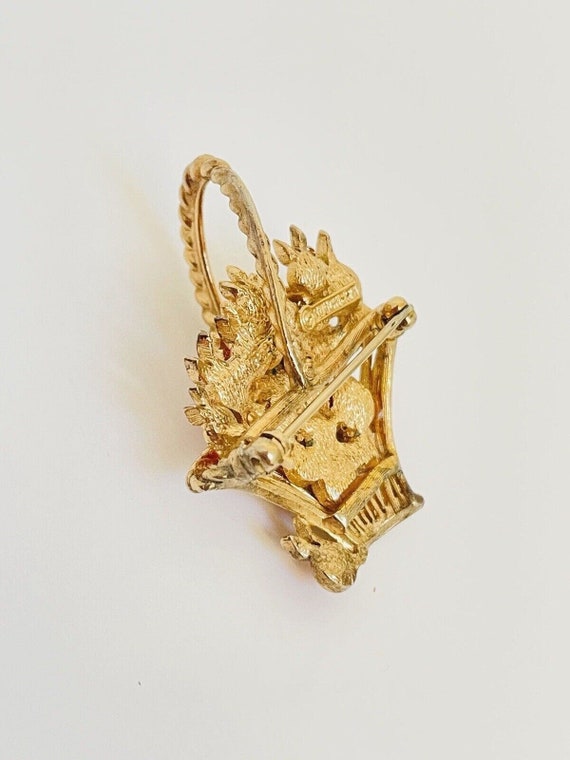 Vintage Signed Marcel Boucher Basket Brooch Gold Tone… - Gem