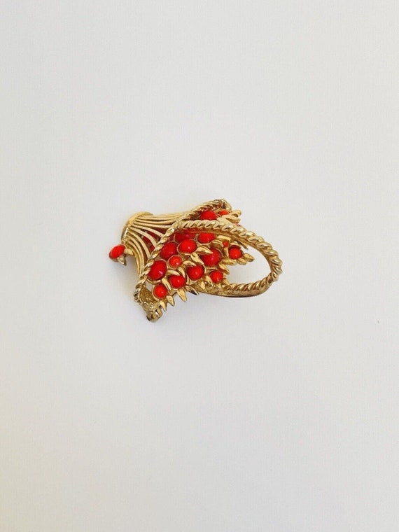 Vintage Signed Marcel Boucher Basket Brooch Gold Tone… - Gem