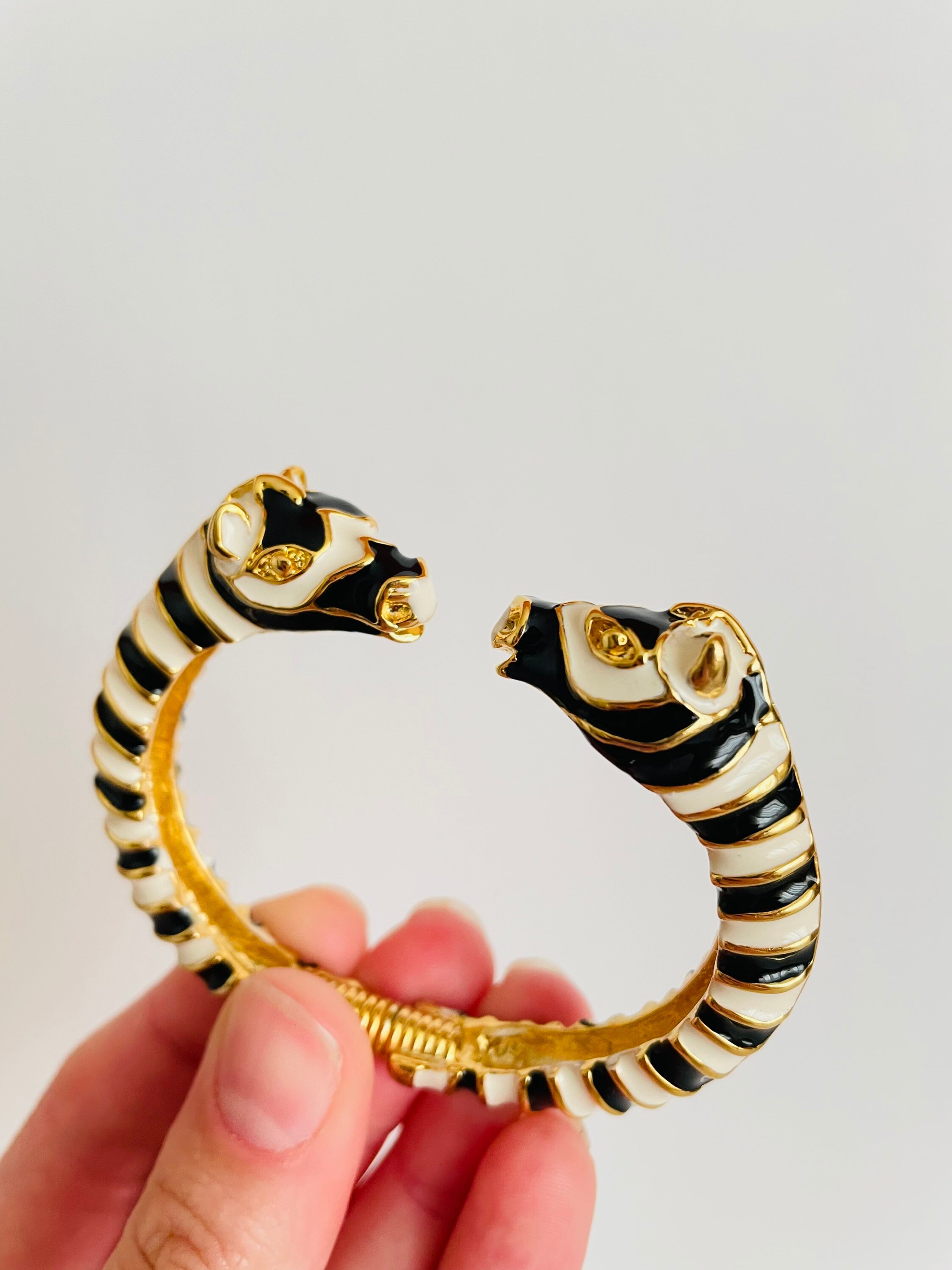 Vintage KJL Kenneth Jay Lane Zebra Horse White Black Enamel - Etsy