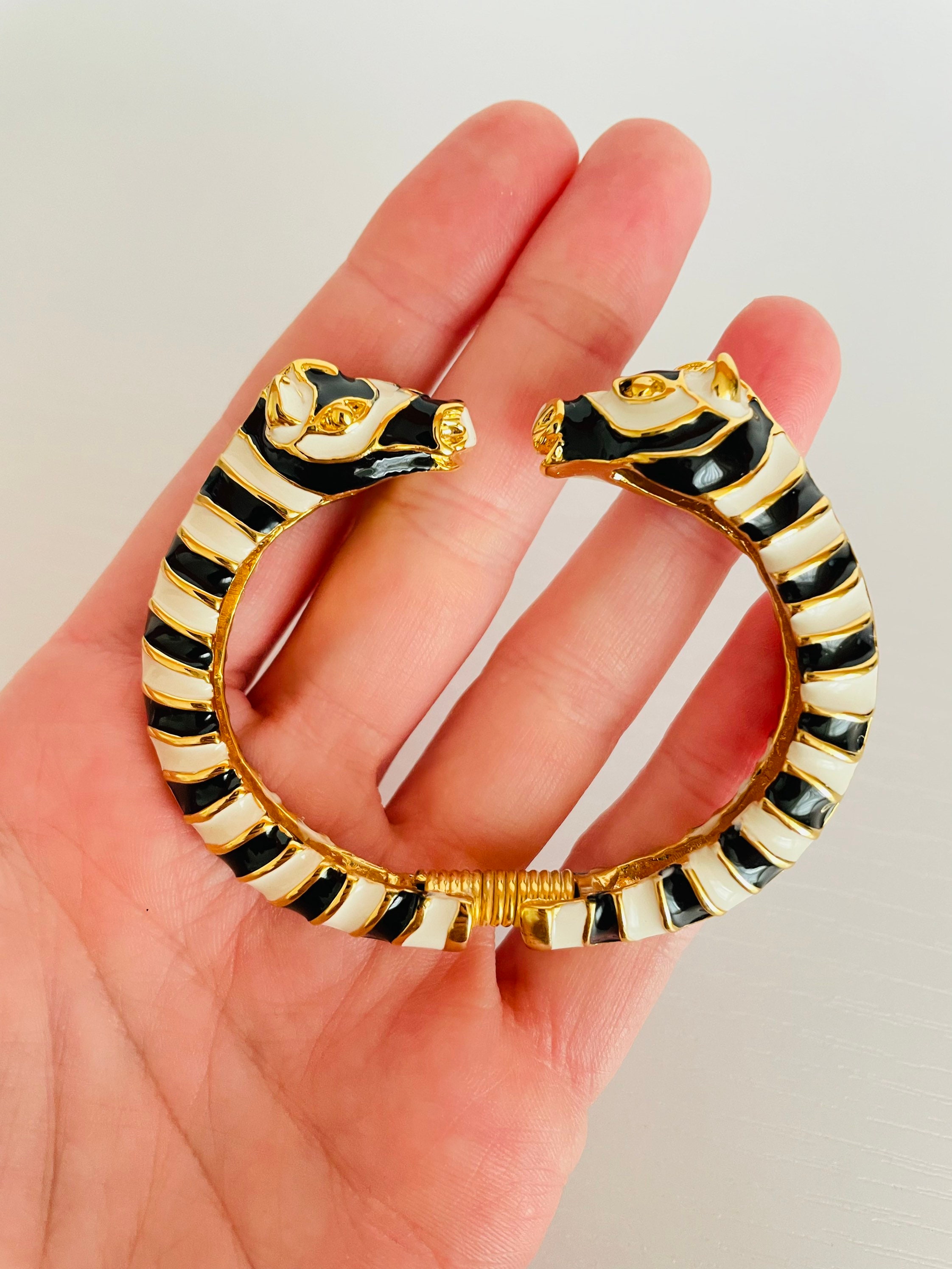 Vintage KJL Kenneth Jay Lane Zebra Horse White Black Enamel - Etsy