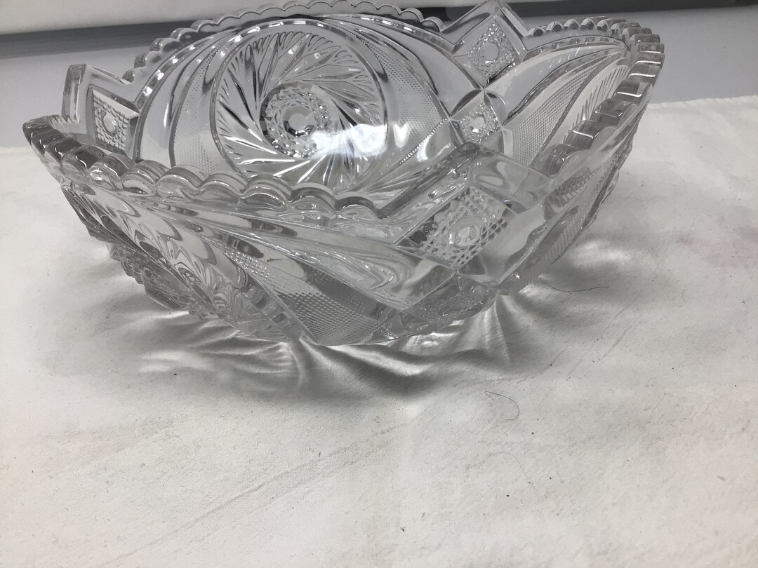 Clear Cut Glass Serving Bowl Large. (B5) - Etsy