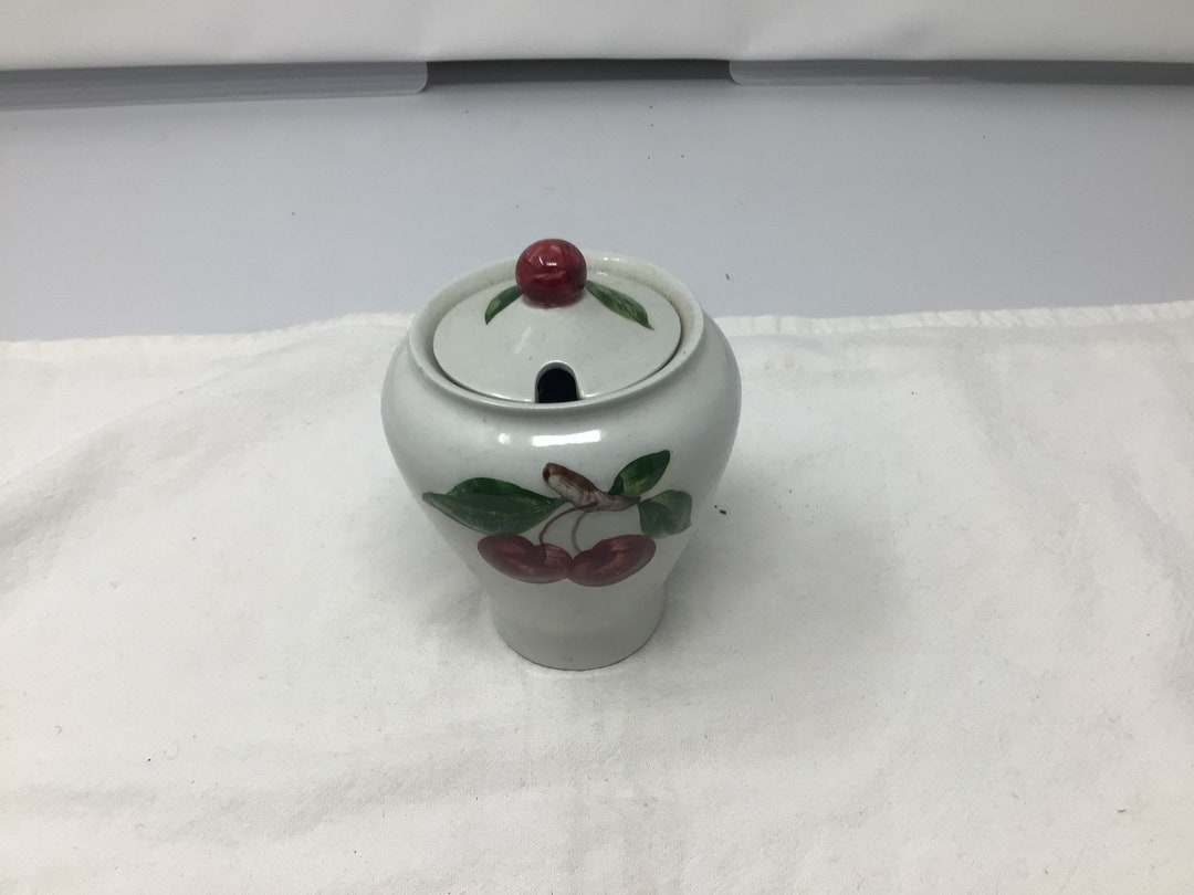 Orchard Ware Hand Painted Cherry Pattern Pottery Condiment Covered Dish ...