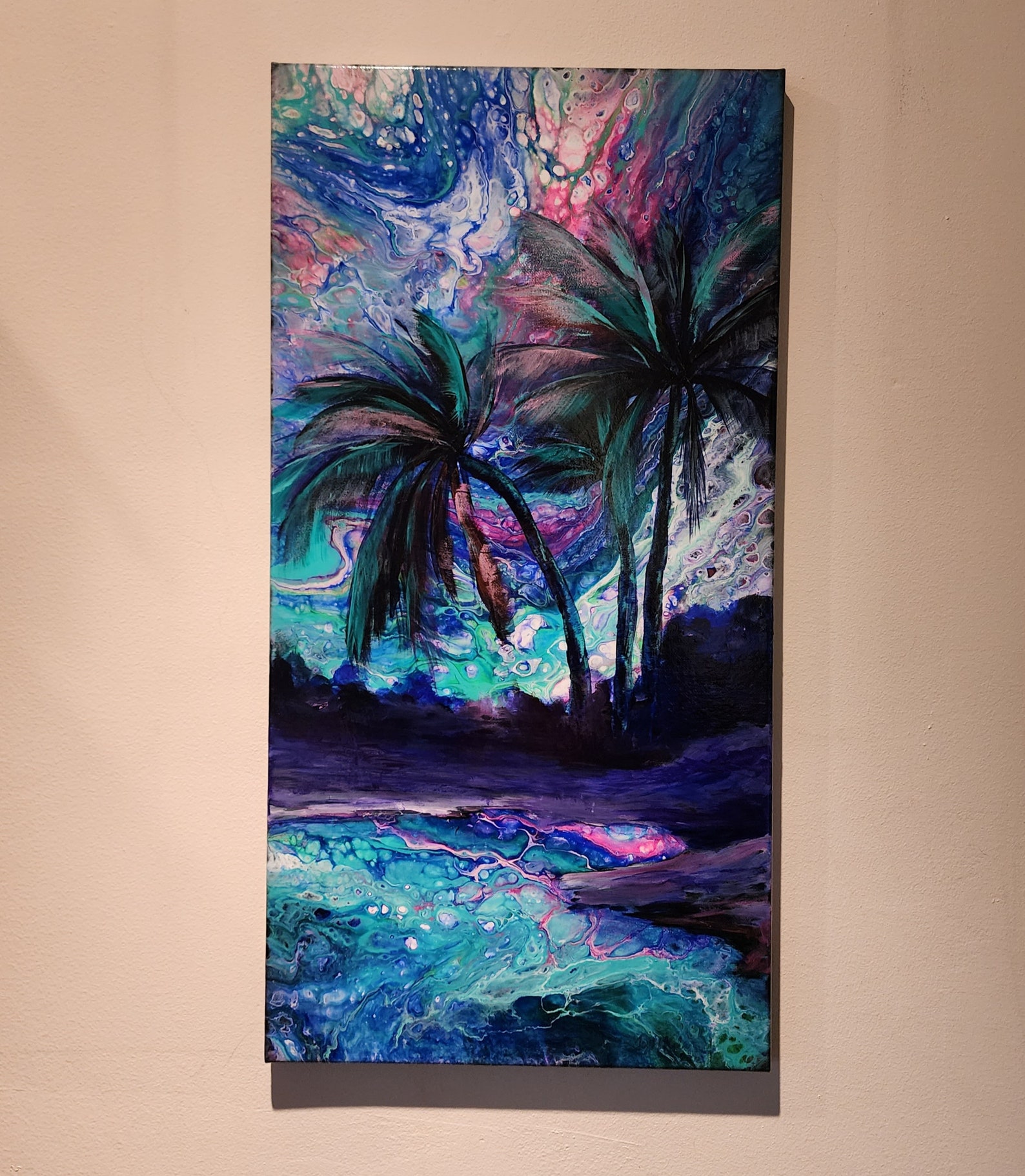 Honolulu: Original Palm Tree Painting, Abstract Landscape, Surrealism ...