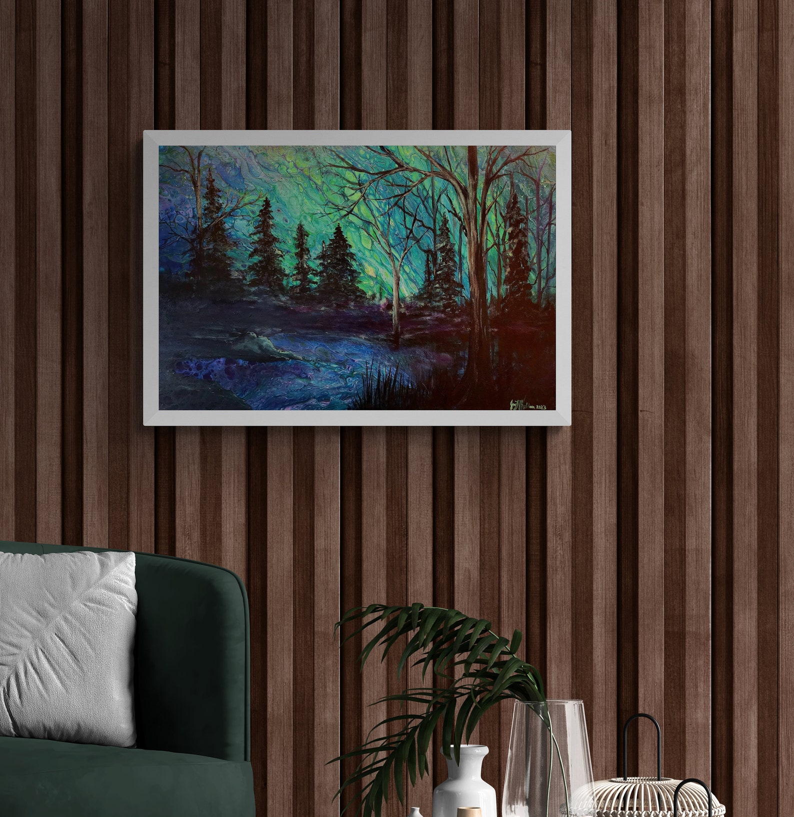 Sky Show by Joy Keldsen, Large Art, Original Northern Lights Painting ...