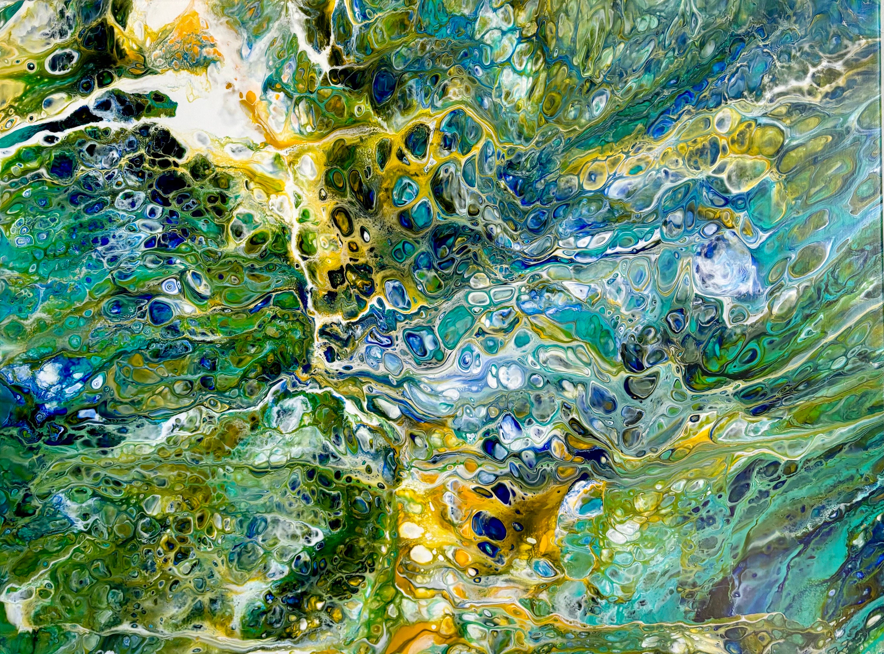Goldenrod by Joy Keldsen, Original Acrylic Pour Painting on Canvas ...