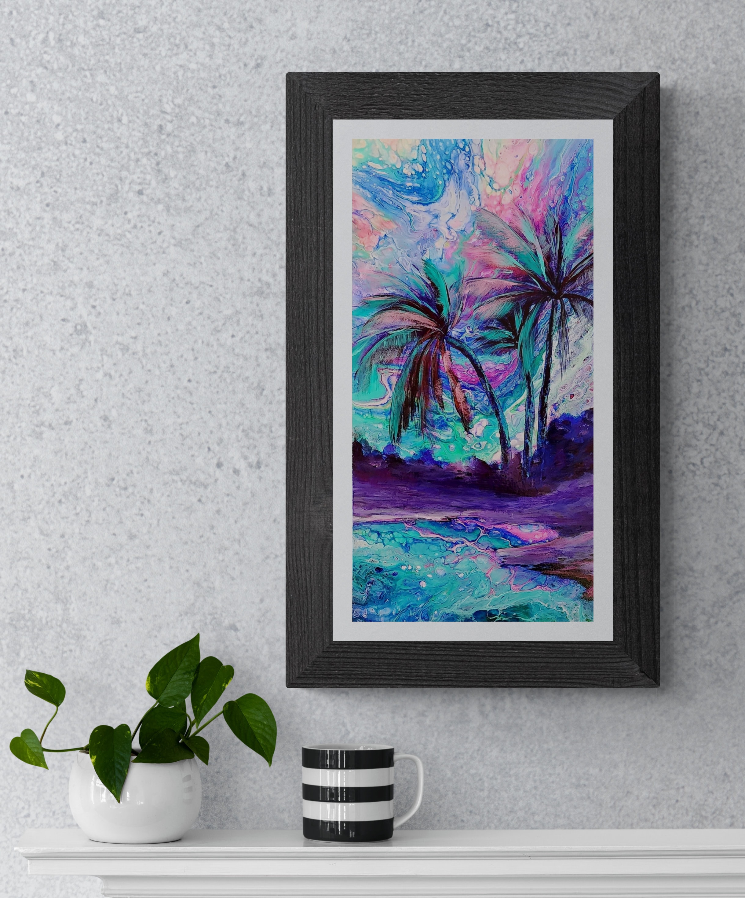 Honolulu: Original Palm Tree Painting, Abstract Landscape, Surrealism ...