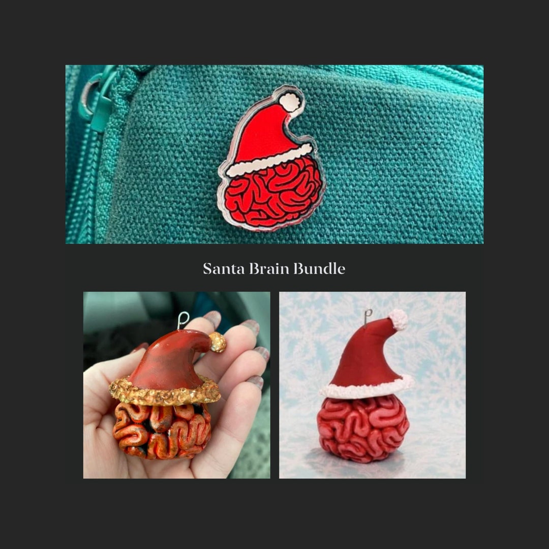 Santa Brain Ornament and Pin Bundle - Etsy