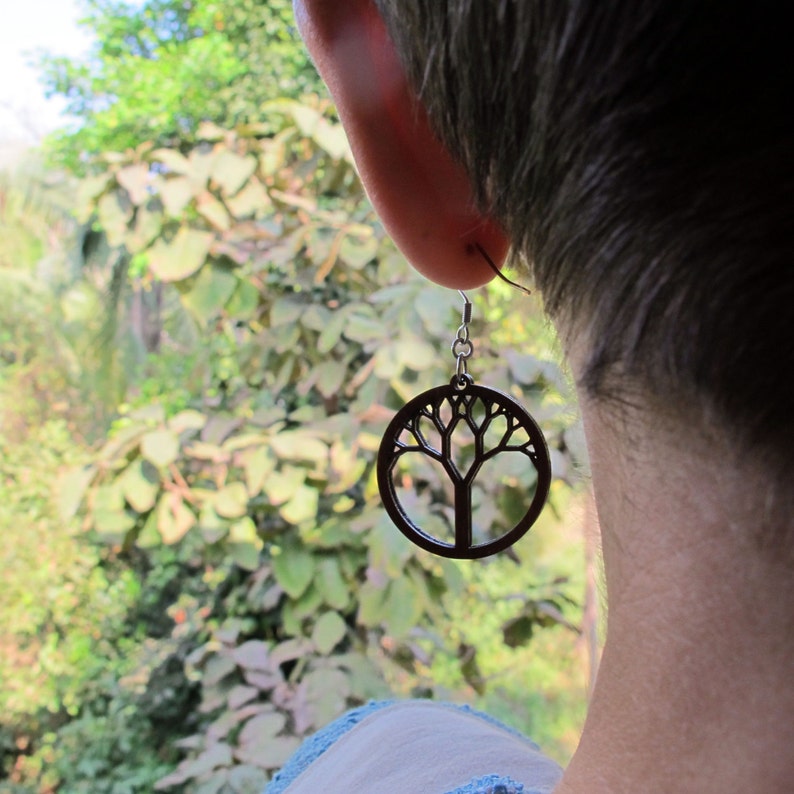 Tree of Life, Wooden Earrings, Laser Cut Earrings, Yoga Jewelry, Boho ...