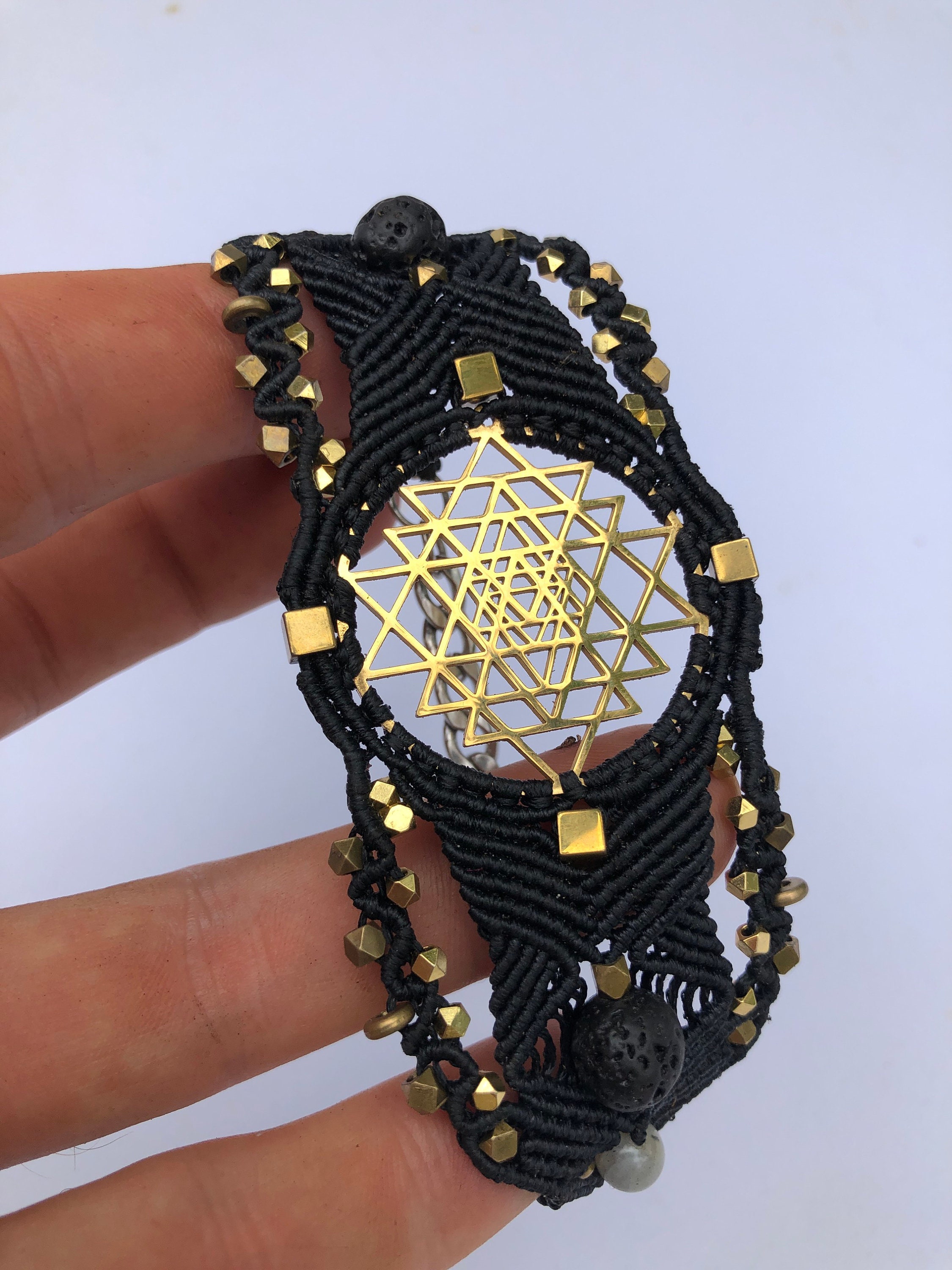 Sacred Geometry SRI YANTRA watches Bracelet Macrame, Meditation Watch, Here and Now Reminder ...