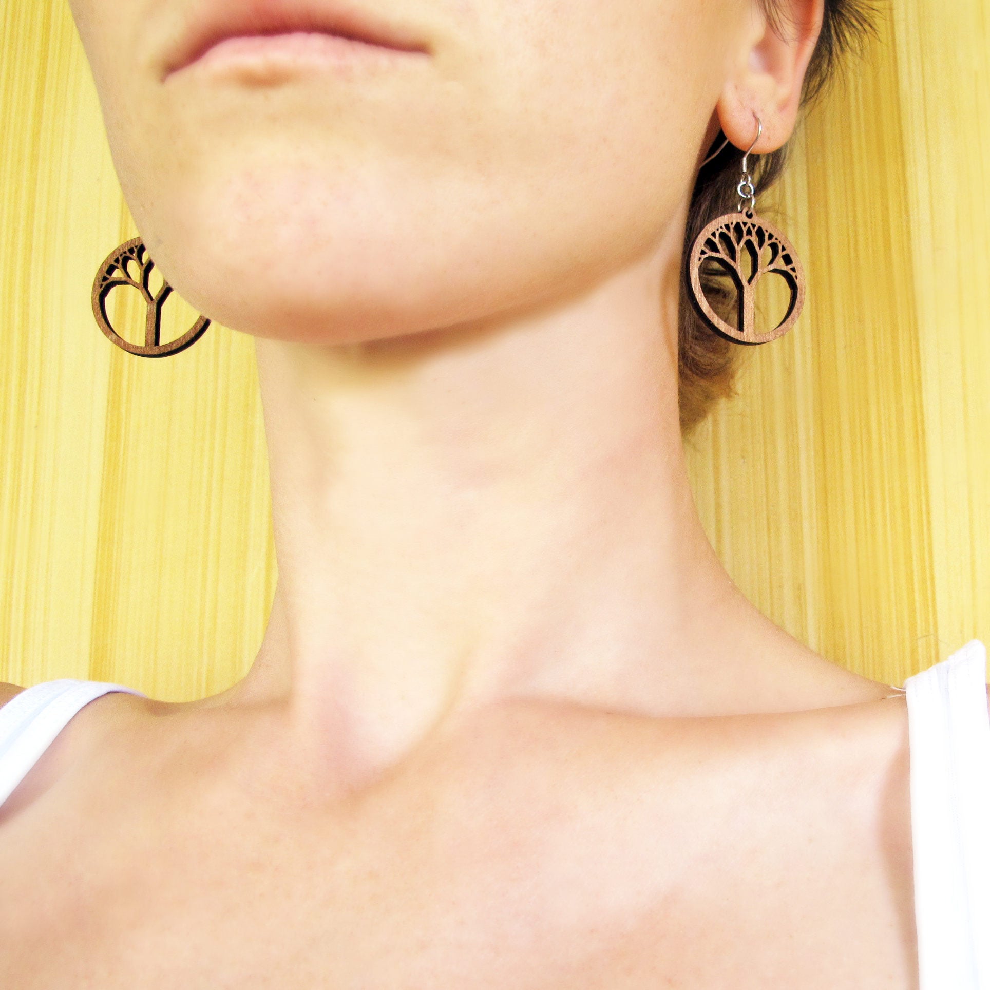 Tree of Life, Wooden Earrings, Laser Cut Earrings, Yoga Jewelry, Boho ...