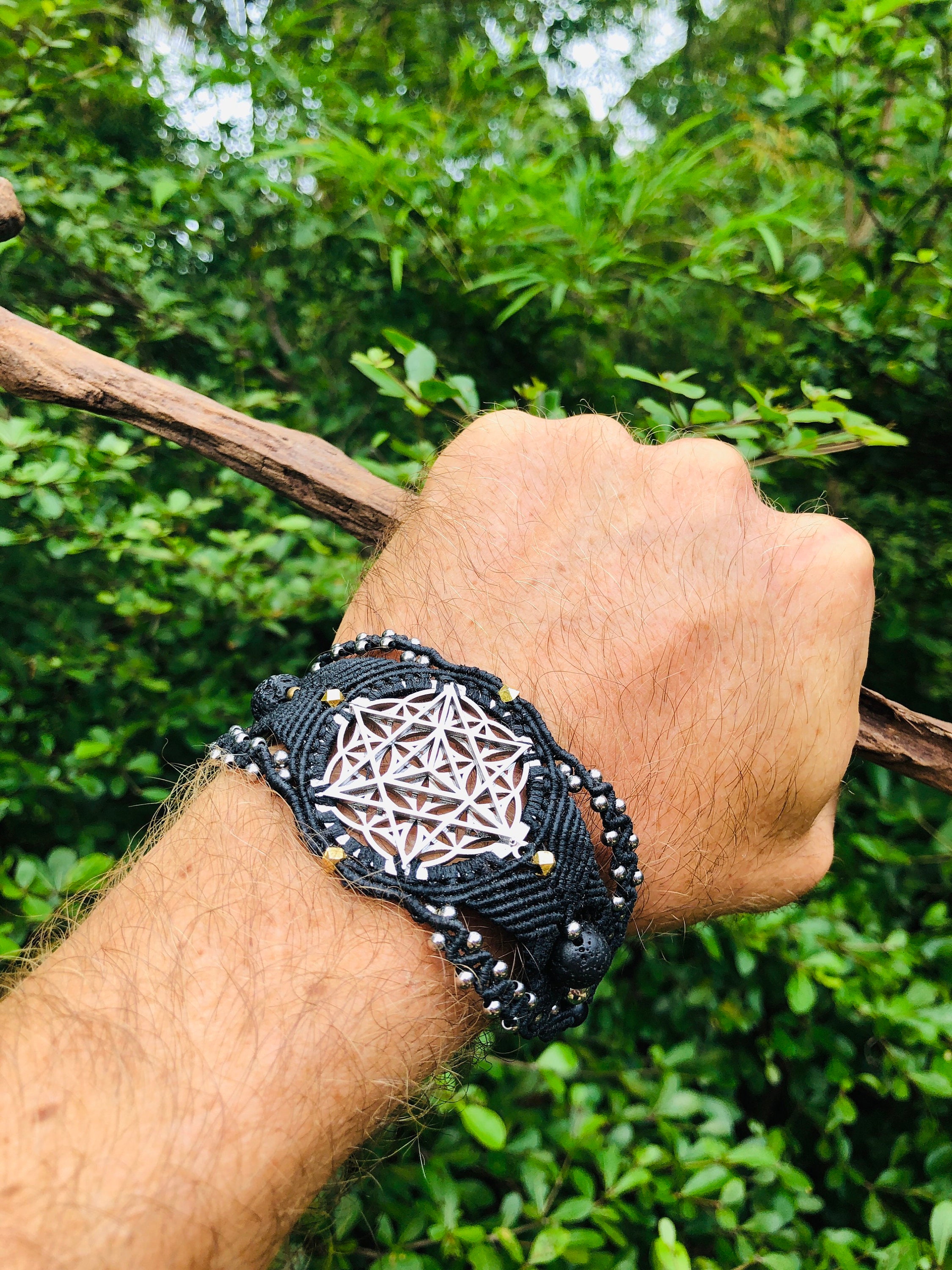 Sacred Geometry Merkaba & Flower of Life watches Bracelet Macramé ...