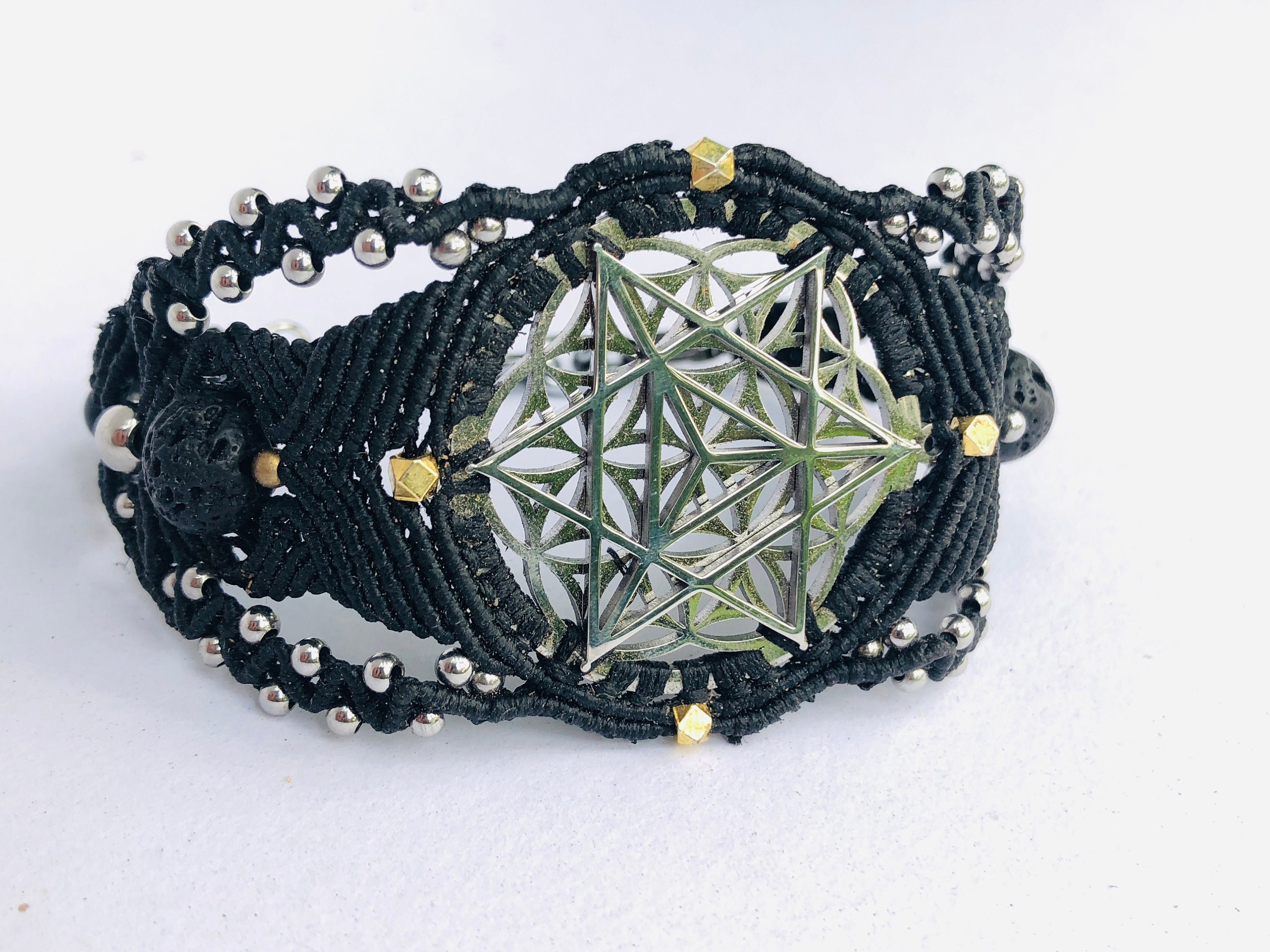 Sacred Geometry Merkaba & Flower of Life "watches" Bracelet Macramé ...