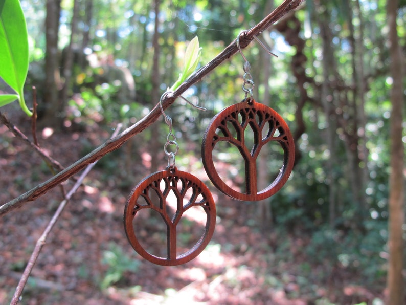 Tree of Life Wooden Earrings Laser Cut Earrings Yoga | Etsy UK